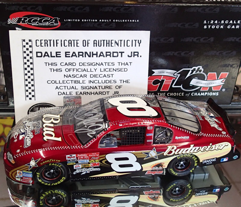 AUTOGRAPHED DALE EARNHARDT JR 2002 MLB CLEAR CAR 1/24 RCCA