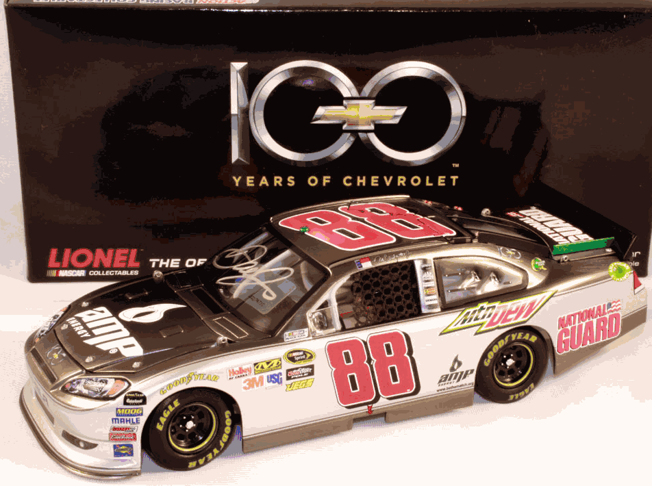 AUTOGRAPHED DALE EARNHARDT JR 2011 CHEVY 100 YEARS BRUSHED METAL 1/24 ...