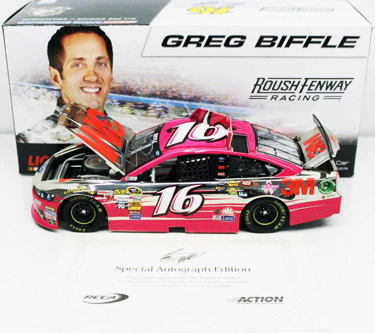 AUTOGRAPHED GREG BIFFLE 2013 PAINT THE TRACK PINK COLOR CHROME 3M 1/24 ...