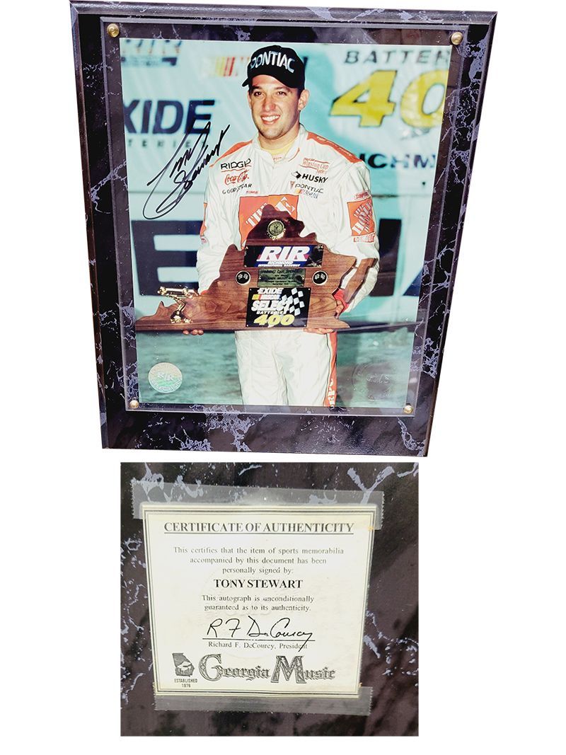 AUTOGRAPHED TONY STEWART 1999 RICHMOND FIRST WIN PICTURE PLAQUE BY ...