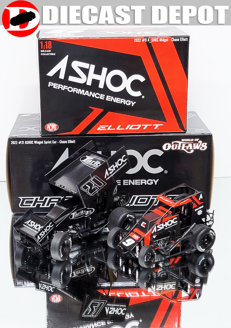 CHASE ELLIOTT ASHOC SPRINT AND MIDGET CAR COMBO DEAL 1/18 ACME