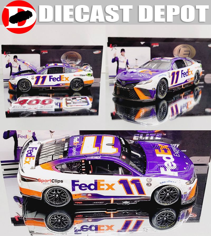 DENNY HAMLIN 2023 KANSAS WIN RACED VERSION FEDEX (JOE GIBBS 400TH WIN)1/24 ELITE SERIES DIECAST