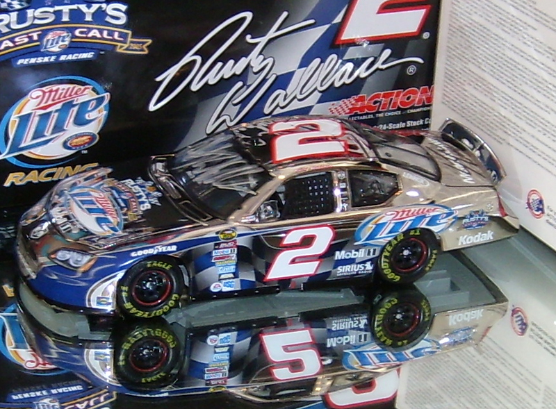 *DOUBLE AUTOGRAPHED* RUSTY WALLACE 2005 BUD SHOOTOUT (COLOR CHROME) 1/ ...