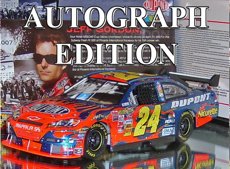 JEFF GORDON 2007 PHOENIX WIN RACED VERSION W/ CONFETTI AUTOGRAPHED 1/24 ...