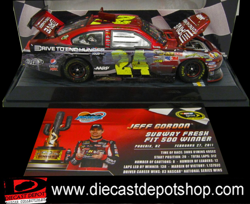 JEFF GORDON 2011 PHOENIX WIN RACED VERSION DRIVE TO END HUNGER 1/24 ACTION