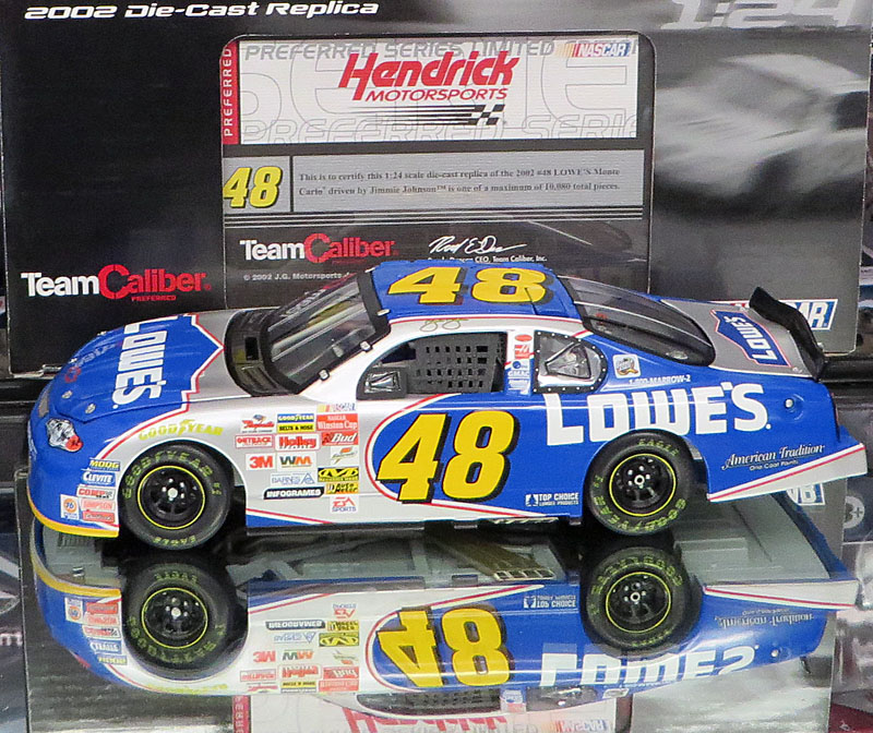 JIMMIE JOHNSON 2002 LOWES ROOKIE CAR 1/24 TEAM CALIBER PREFERRED
