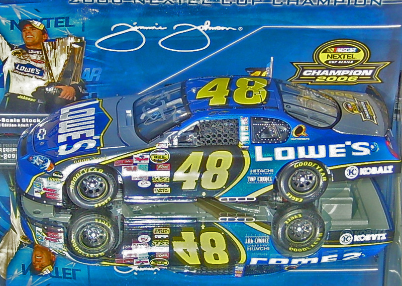 JIMMIE JOHNSON 2006 1ST CHAMPIONSHIP LOWES AUTOGRAPHED CAR 1/24 ACTION