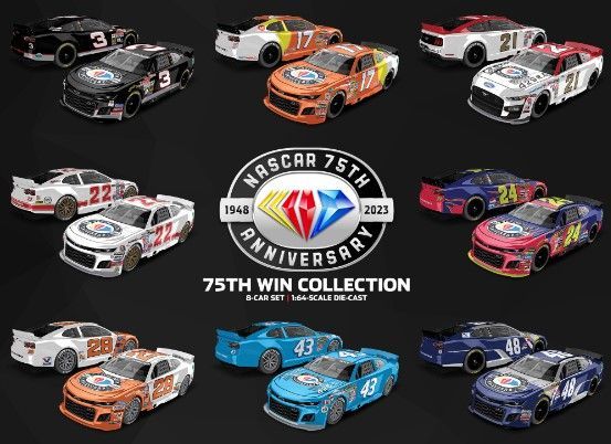 NASCAR 75TH ANNIVERSARY 75 WINS COLLECTION 8-CAR SET 1/64 ACTION ...