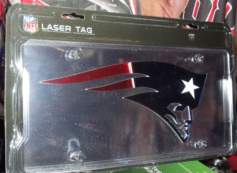 NEW ENGLAND PATRIOTS LICENSE PLATE - SILVER LASER CAR TAG