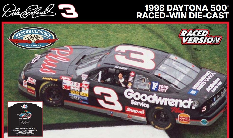 DALE EARNHARDT SR 1998 DAYTONA 500 WIN RACED VERSION GOODWRENCH SERVICE ...