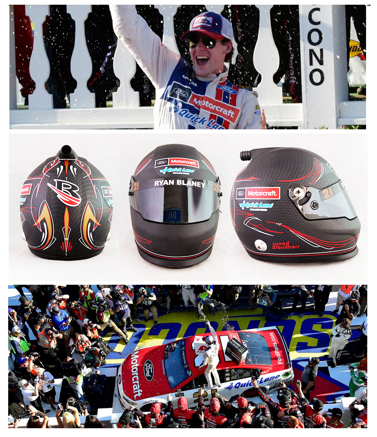 RYAN BLANEY 2017 MOTORCRAFT POCONO FIRST WIN 1/2 SCALE MINI REPLICA HELMET