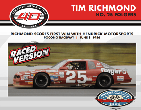 TIM RICHMOND 1986 FIRST WIN POCONO RACED VERSION FOLGERS 1/24 ARC ...