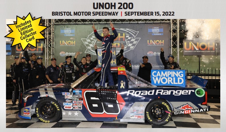 TY MAJESKI 2022 BRISTOL FIRST WIN ROAD RANGER #66 TOYOTA TUNDRA TRUCK 1 ...