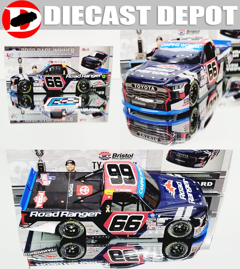 TY MAJESKI 2022 BRISTOL FIRST WIN ROAD RANGER #66 TOYOTA TUNDRA TRUCK 1 ...