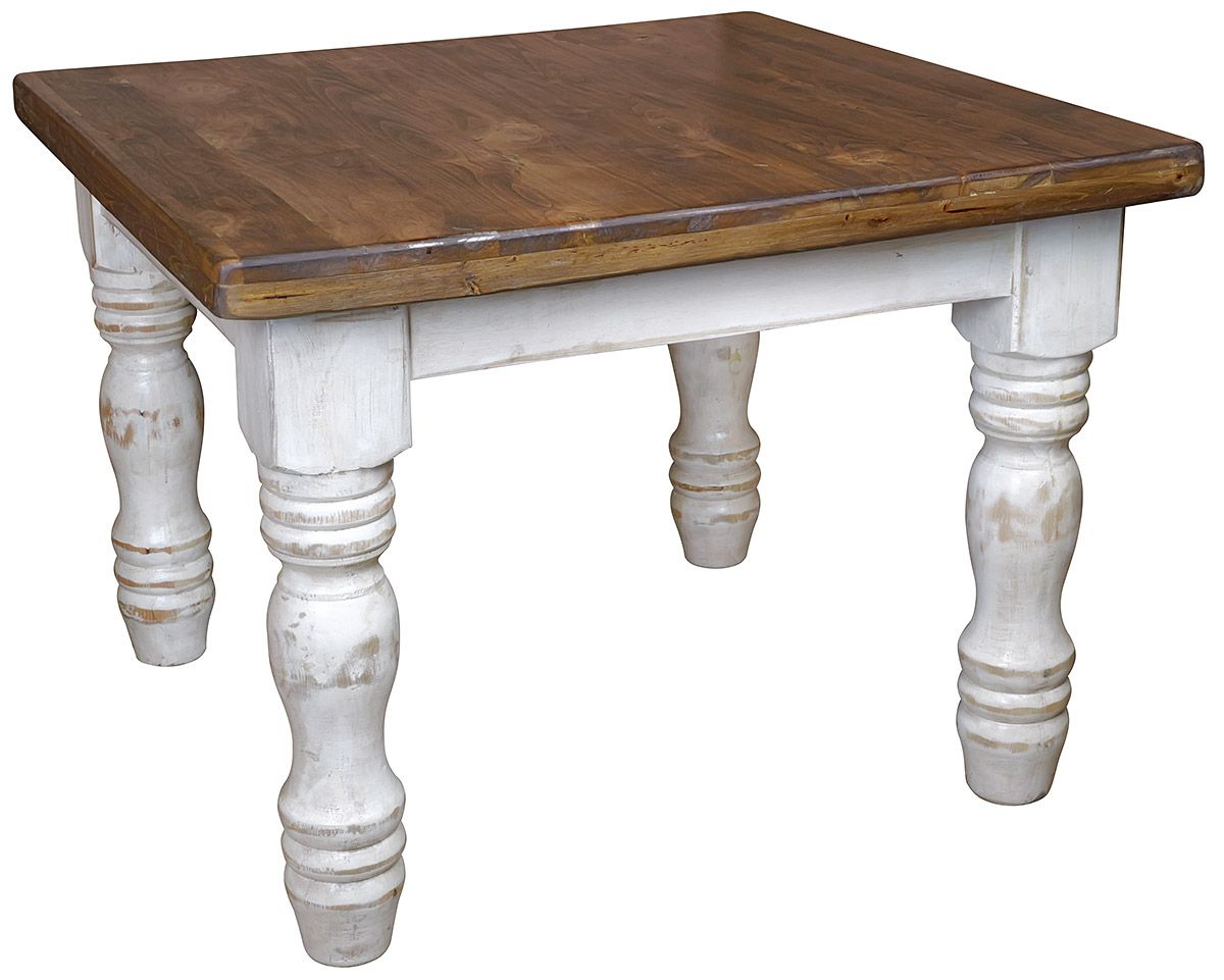 5-Piece Rustic Wood White Washed Dining Set