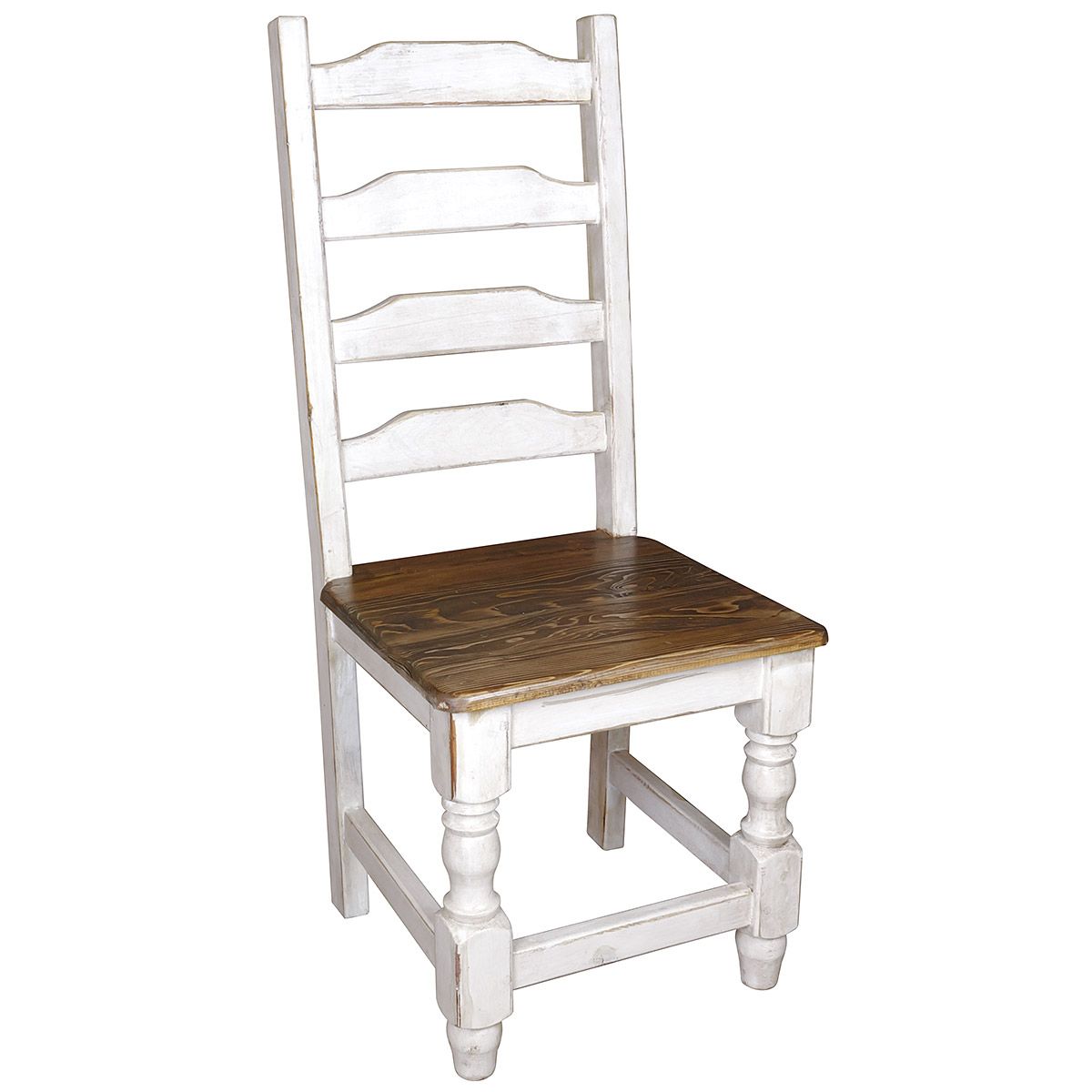 5-Piece Rustic Wood White Washed Dining Set