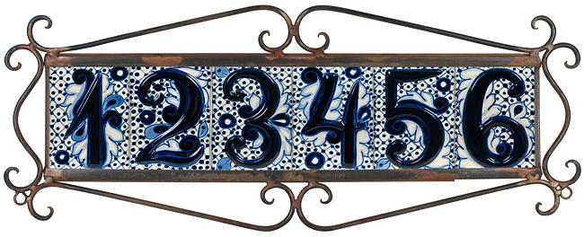 Wrought Iron Address Tile Holders - Sizes for 2 to 6 Numbers