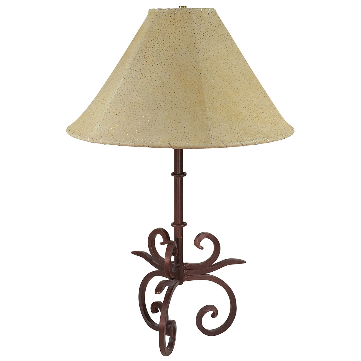 Agave Rustic Iron Table Lamp With Pigskin Shade