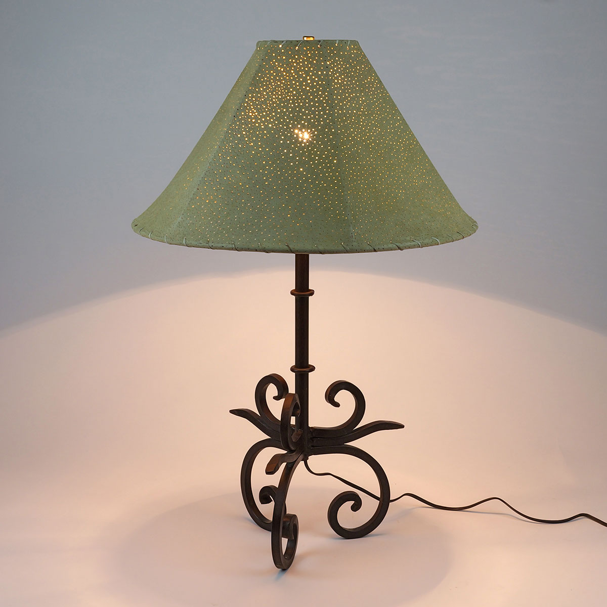 Agave Rustic Iron Table Lamp With Pigskin Shade