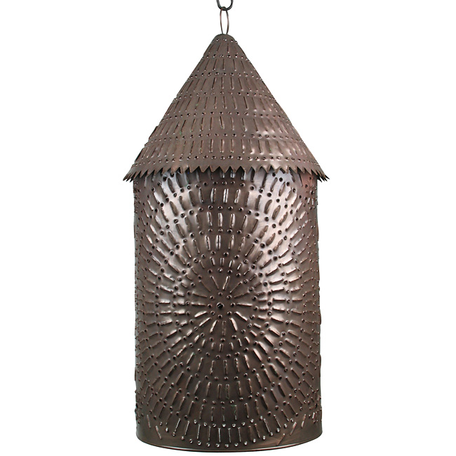 Aged Tin Hanging Luminaria Light Fixture