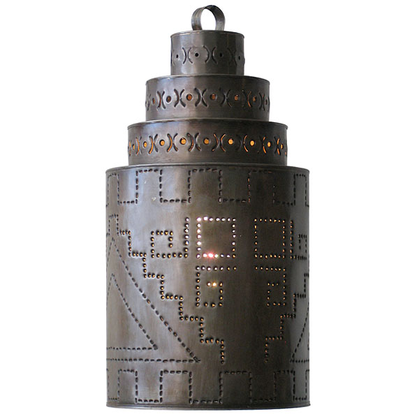 Aged Tin Southwest Cylinder Hanging Light Fixture