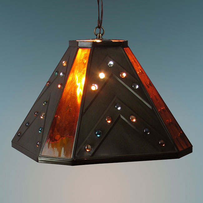 Amber Glass & Marble Rustic Shade