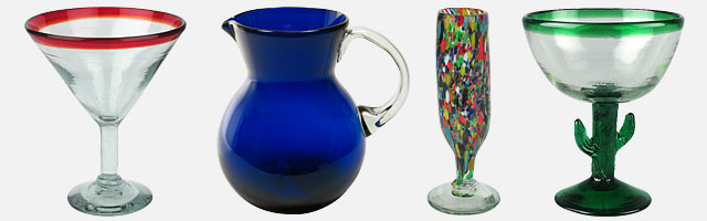 Mexican Glassware Authentic Handblown Bubble Glass