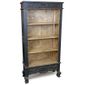Blue Patina Spanish Colonial Carved Scroll Bookcase with Ogee Feet