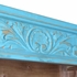 Blue Patina Spanish Colonial Carved Scroll Bookcase with Ogee Feet