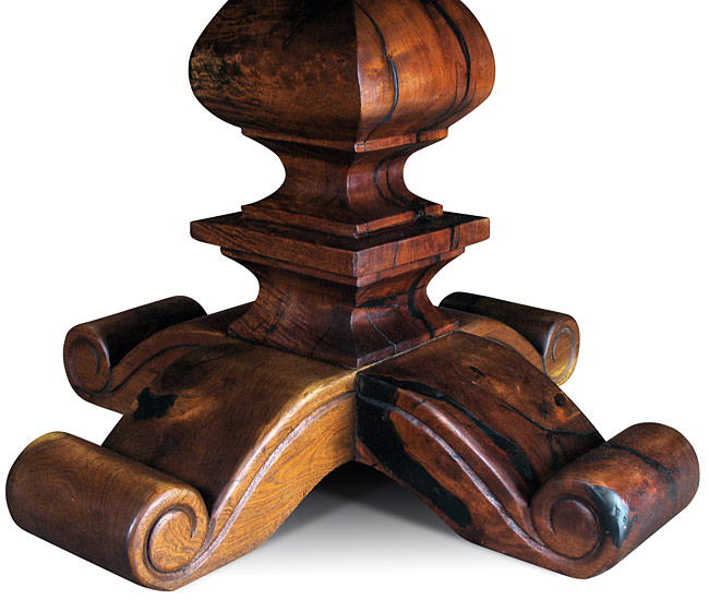 Carved Mesquite Dining Table with Scroll Base - Round 60"