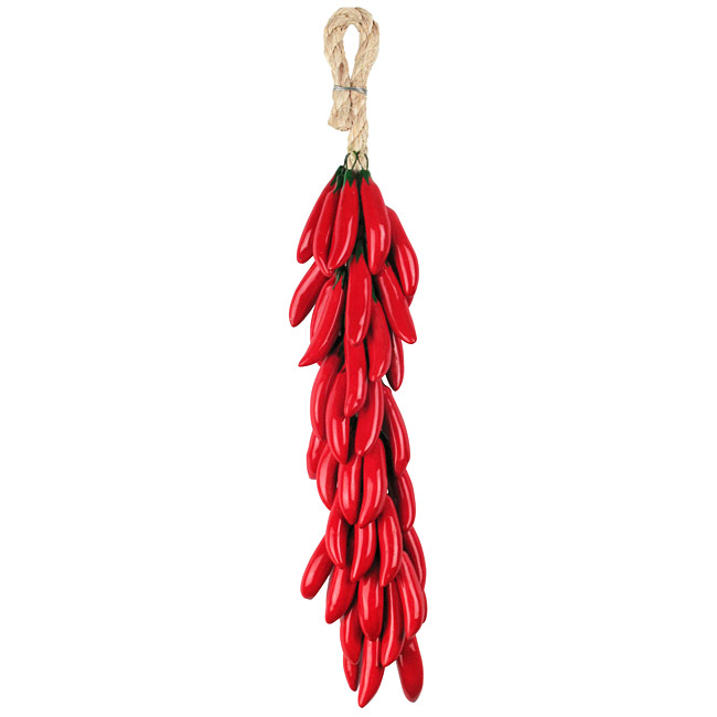 Ceramic Serrano Chili Ristra - Red