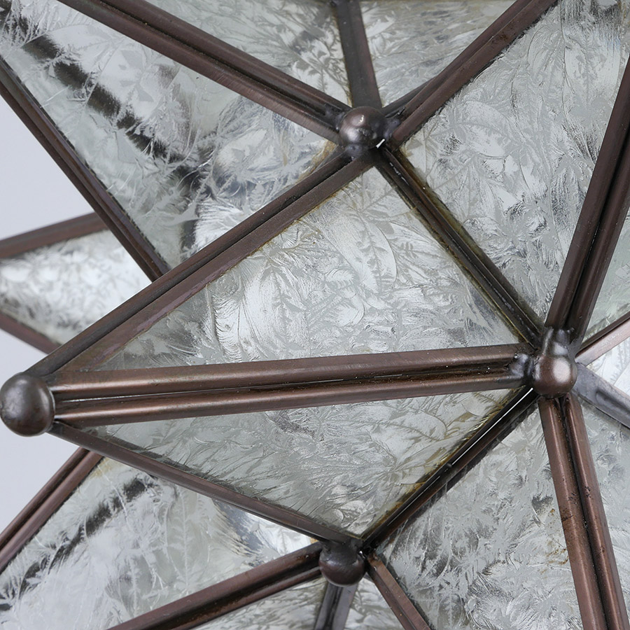 15" Ice Crystal Frosted Glass Hanging Star Light