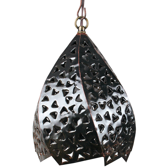 Copper Punched & Twisted Hanging Light