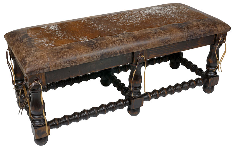 Cowhide & Leather Western Bench 46"