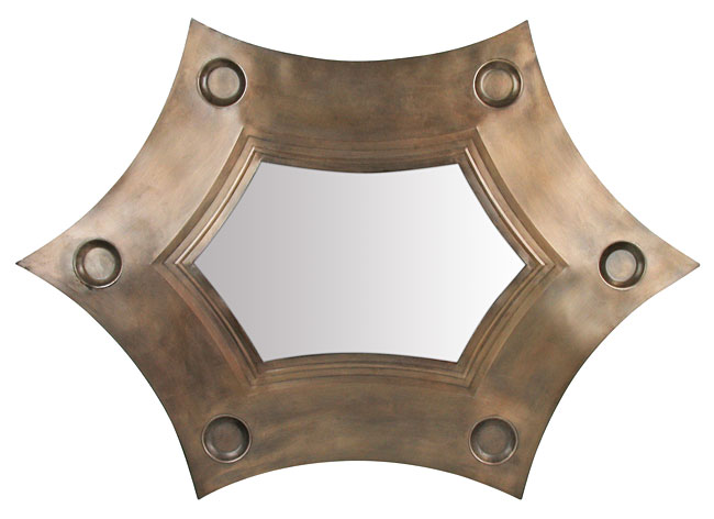 Curvy 6 Point Aged Tin Mirror with Dimples