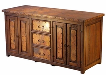 Rustic Hammered Copper and Old Wood Buffets, Hutches and Kitchen Islands