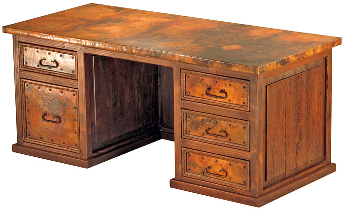 Executive 5 Drawer Desk With Copper