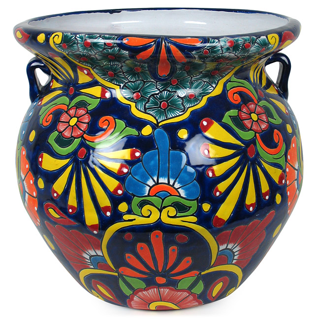 Extra Large Michoacana Talavera Flower Pot - Mexican Garden Pottery