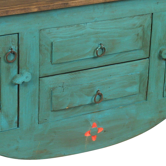 Green Santa Fe Style Painted Wood Buffet or TV Console