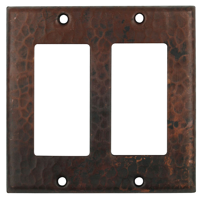 Hammered Copper Double Rocker Switch Cover