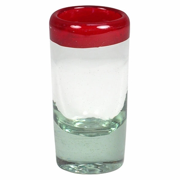 Hand Blown Red Rimmed Shot Glass