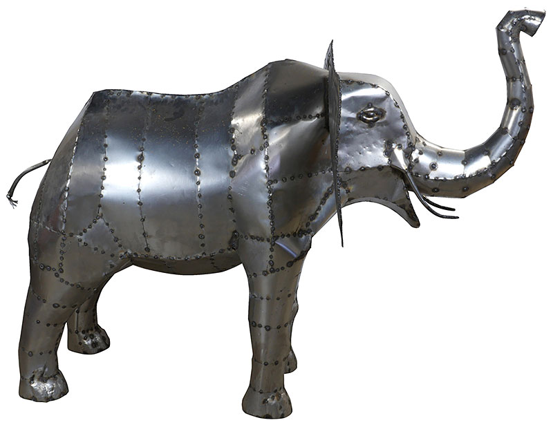 Large Metal Elephant Sculpture - 63" Tall