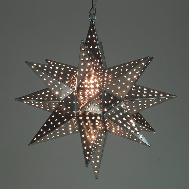 Large Natural Punched Tin Star Light