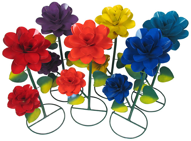 Large Metal Garden Flowers Flower Set Medium (Cut Steel Big Flowers