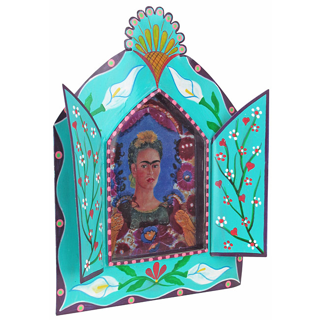 Large Painted Tin Nicho with Frida Kahlo Print