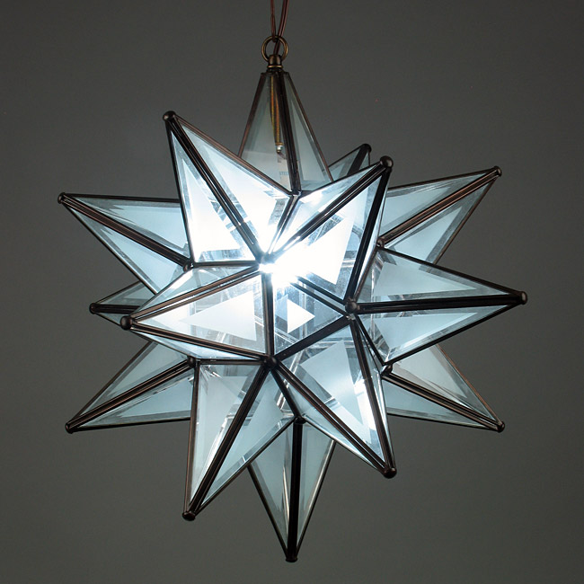 Frosted Glass and Tin Star Fixture