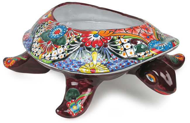 Large Talavera Sea Turtle Planter - Mexican Garden Pottery