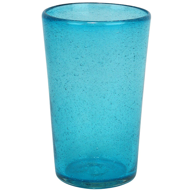 Large Turquoise Drink Glass with Bubbles - Set of 4
