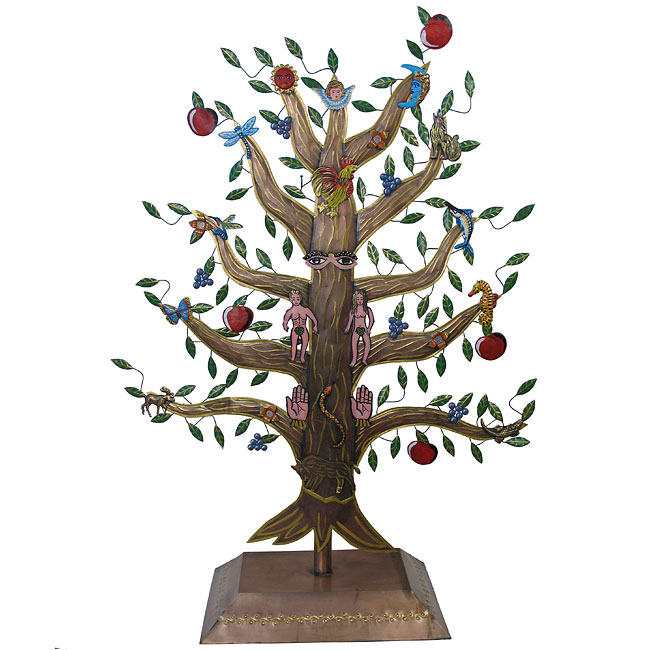 Medium Standing Painted Tin Tree of Life
