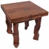 Mesquite Carved End Table with Turquoise Inlay